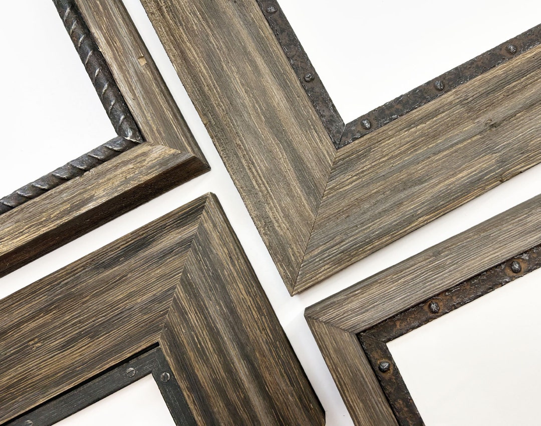 Rustic Picture Frame Industrial Distressed Barnwood Steel Rusty Grommet ...