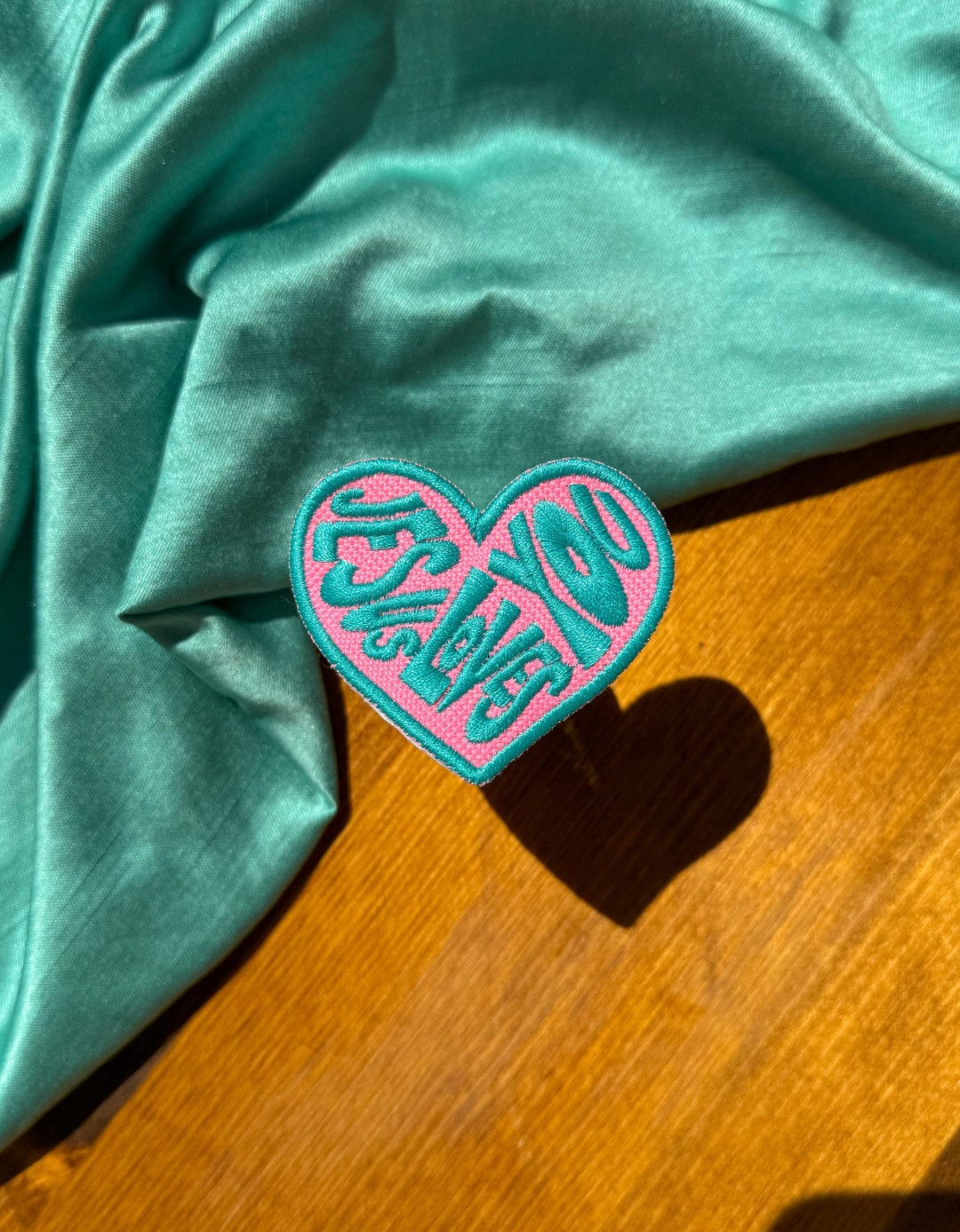 Pink & Teal Jesus Loves You Valentine's Day Christian Iron-on Patches ...