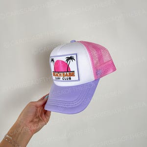 Beach Babe Surf Club Trucker Hat | Pink, Purple, White Hat | Hat for ...