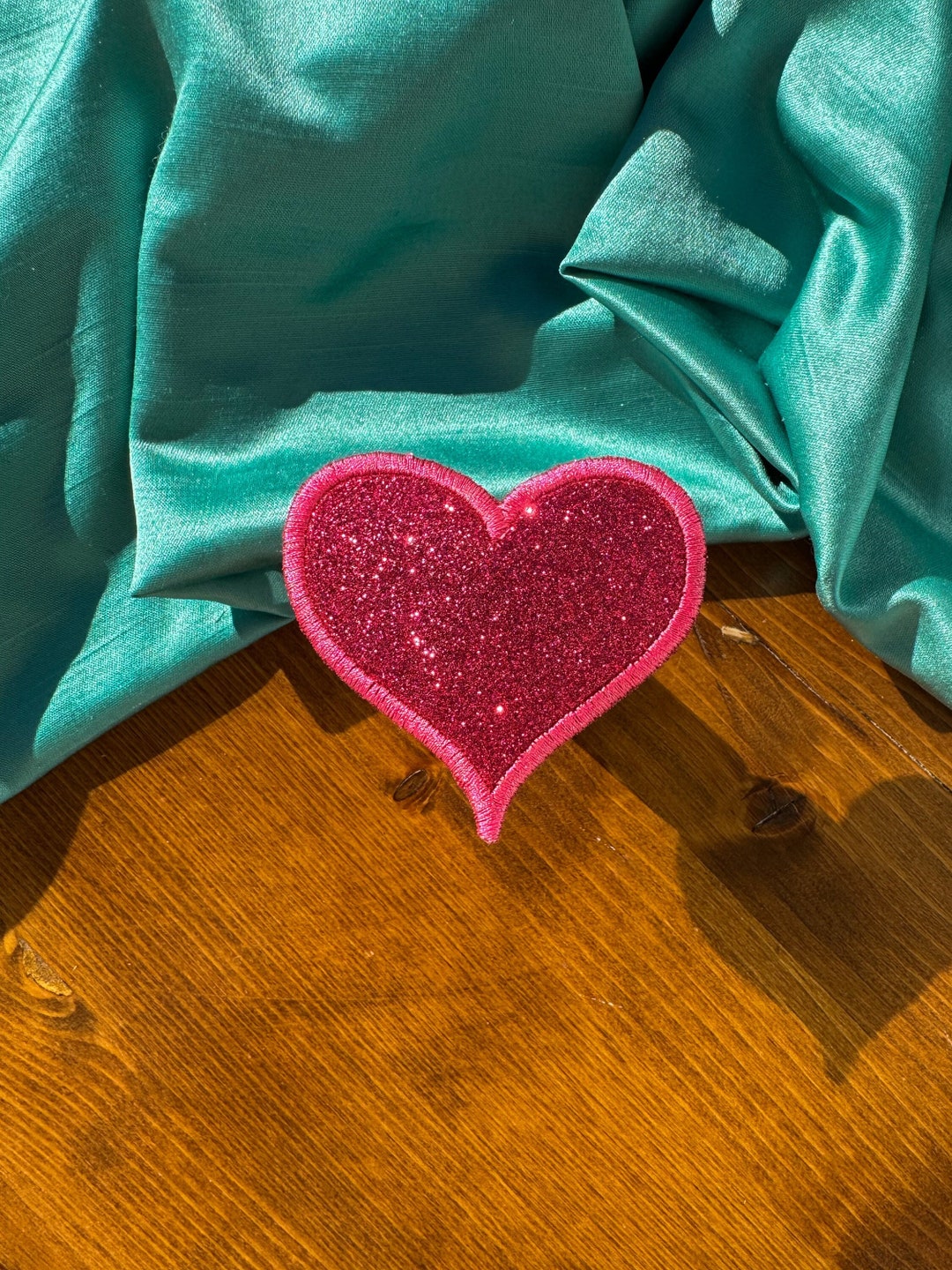 Valentine's Day Heart Iron-on Patches | Glitter Pink Heart Patch | XOXO ...