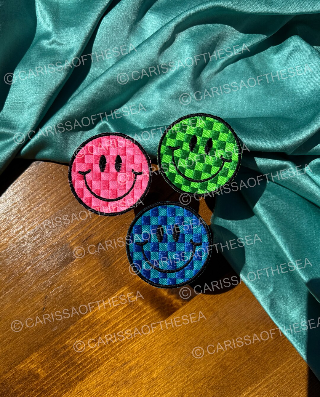 Checkered 2.5 Inch Happy Face Iron-on Patch | Summer Camp Patches ...