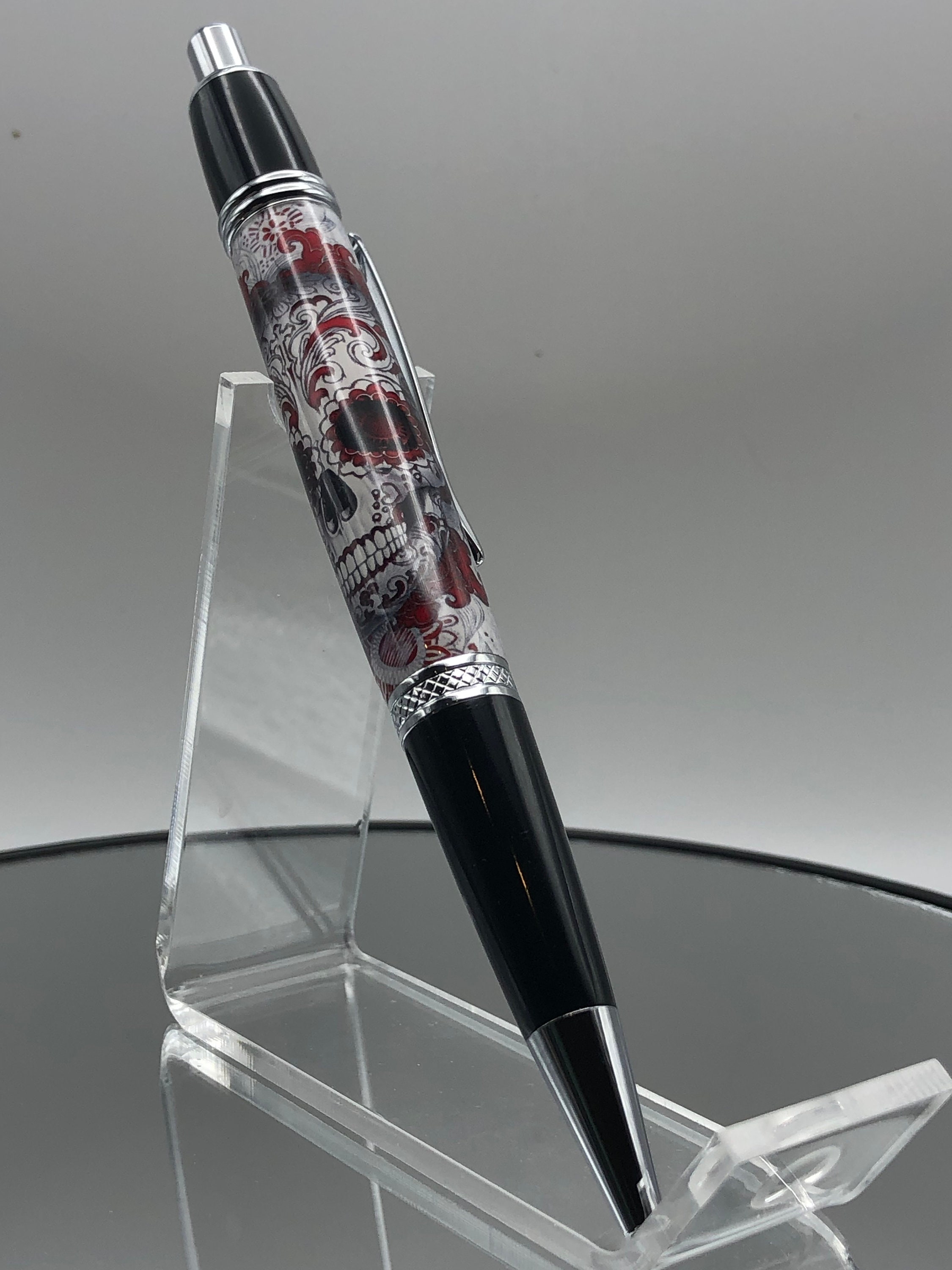 Ballpoint Pen Red and Gray Sugar Skull Day of the Dead - Etsy