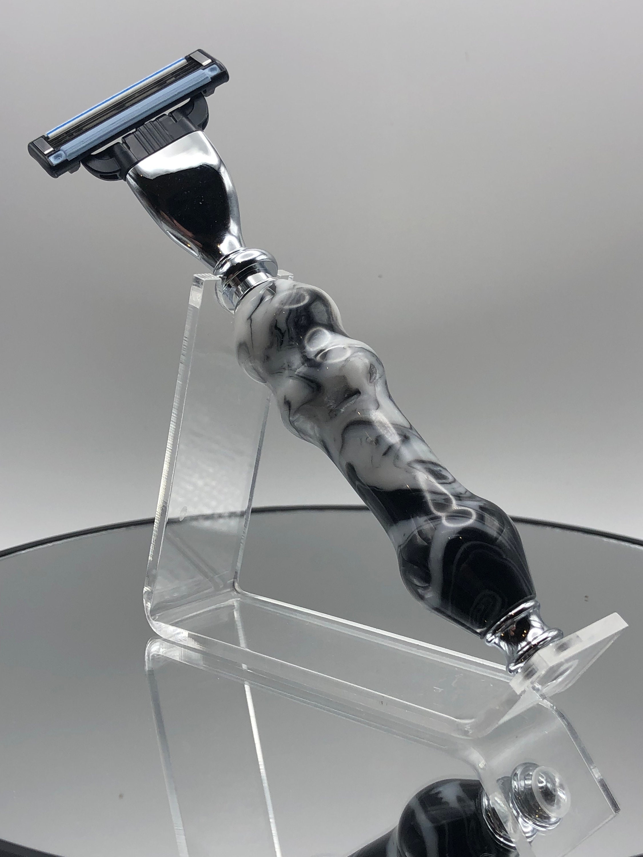 Gillette Style Mach 3 Razor Black and White Handle With Swirls - Etsy