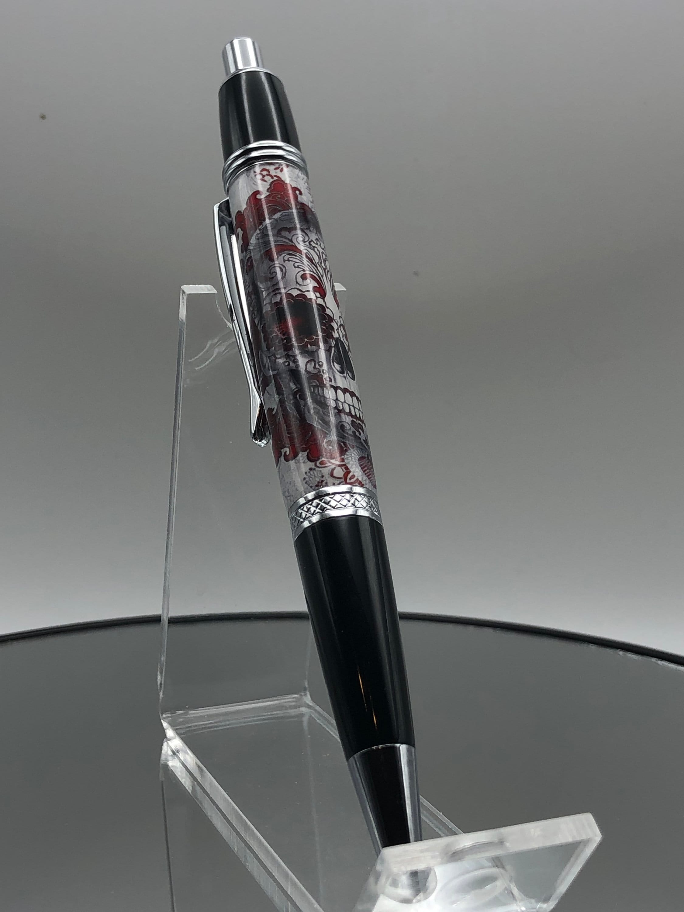 Ballpoint Pen Red and Gray Sugar Skull Day of the Dead - Etsy
