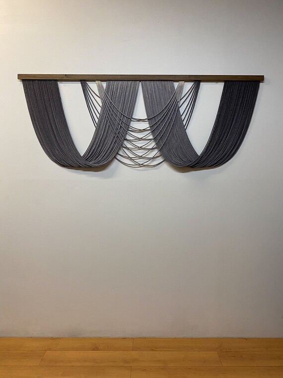 Statement Large Greyscale Double Swoop Fiber Art Wall Hanging | Etsy