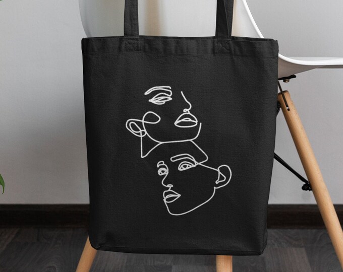 Line Drawing Face Print Cotton Tote Bag Abstract Face Line - Etsy UK