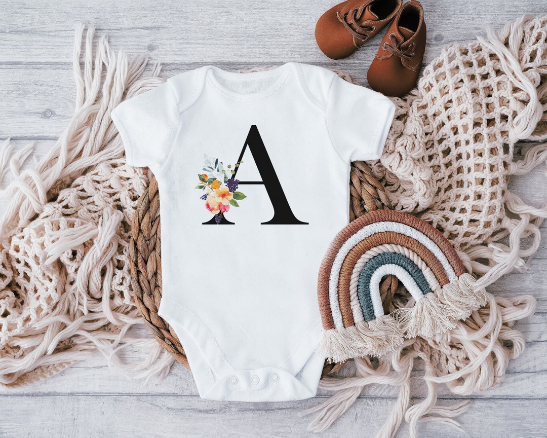 Personalised Monogram Bodysuit Custom Baby Initials Letter - Etsy