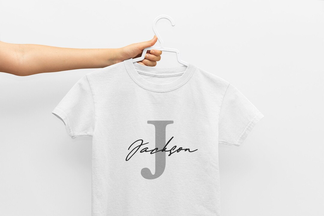 Personalised Initial T-shirt, Custom Kids Clothes, Monogram Unisex T ...