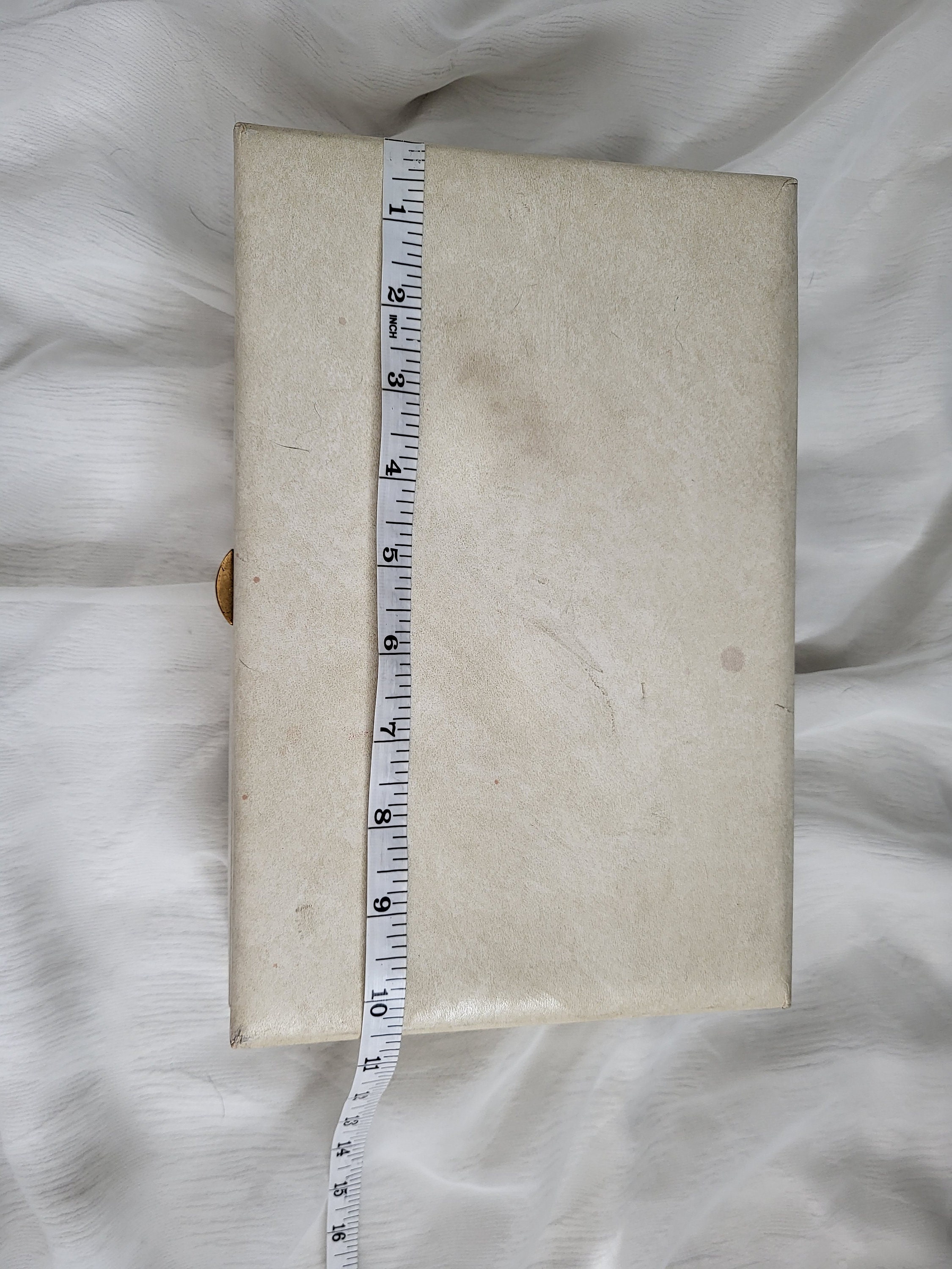 Vintage Mele Cream Jewelry Box With Blue Velvet Interior - Etsy