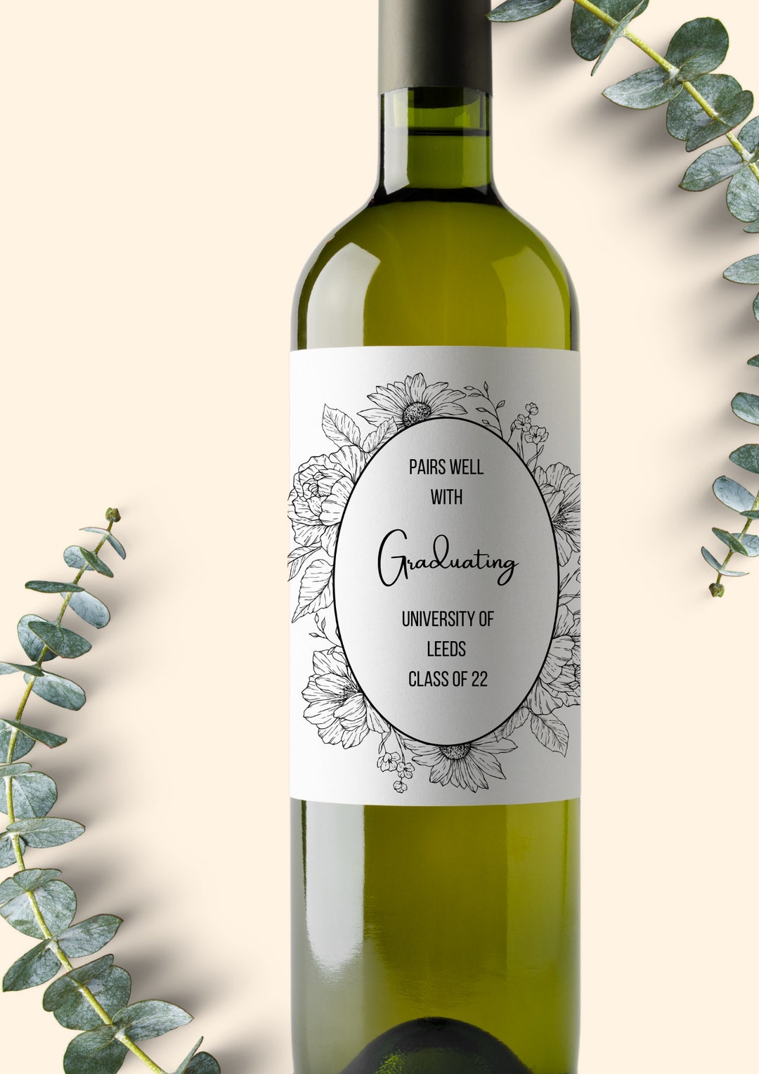 Graduation Wine Bottle Label University Leaver Gift Personalised Wine ...