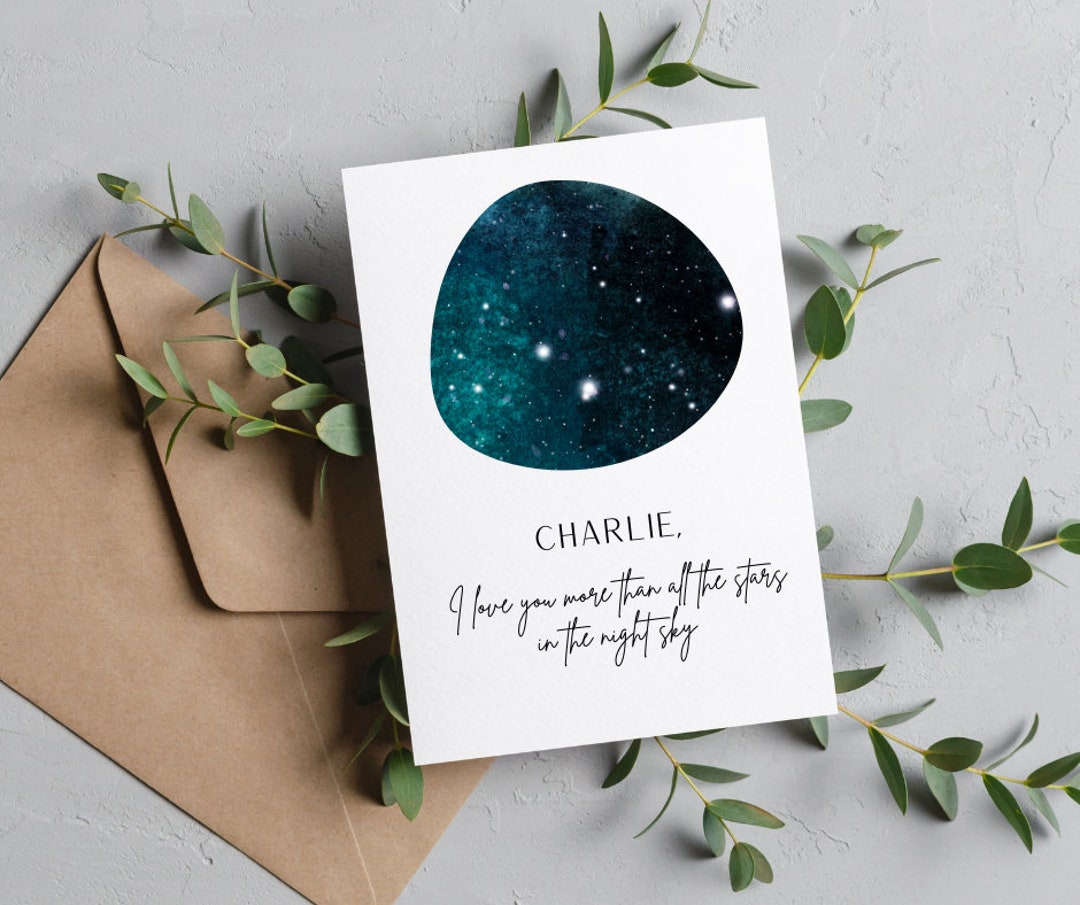 Personalised Stars Greetings Card Valentines Day A6 Card Anniversary ...