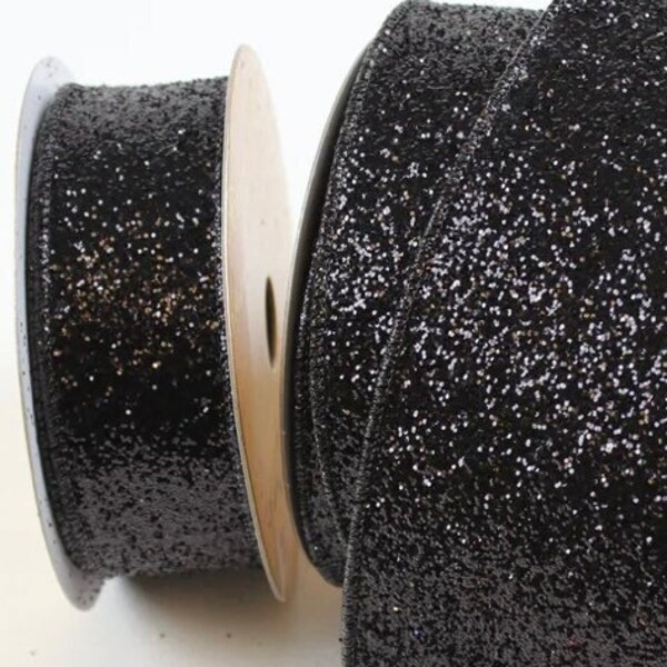 Black Glitter Ribbon - Etsy