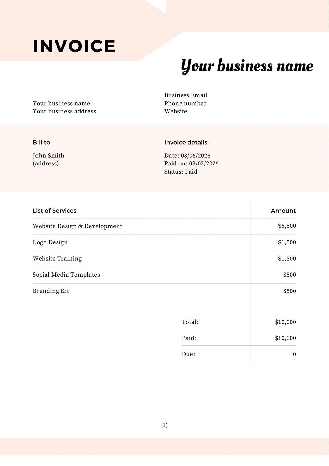 Invoice Template - Etsy
