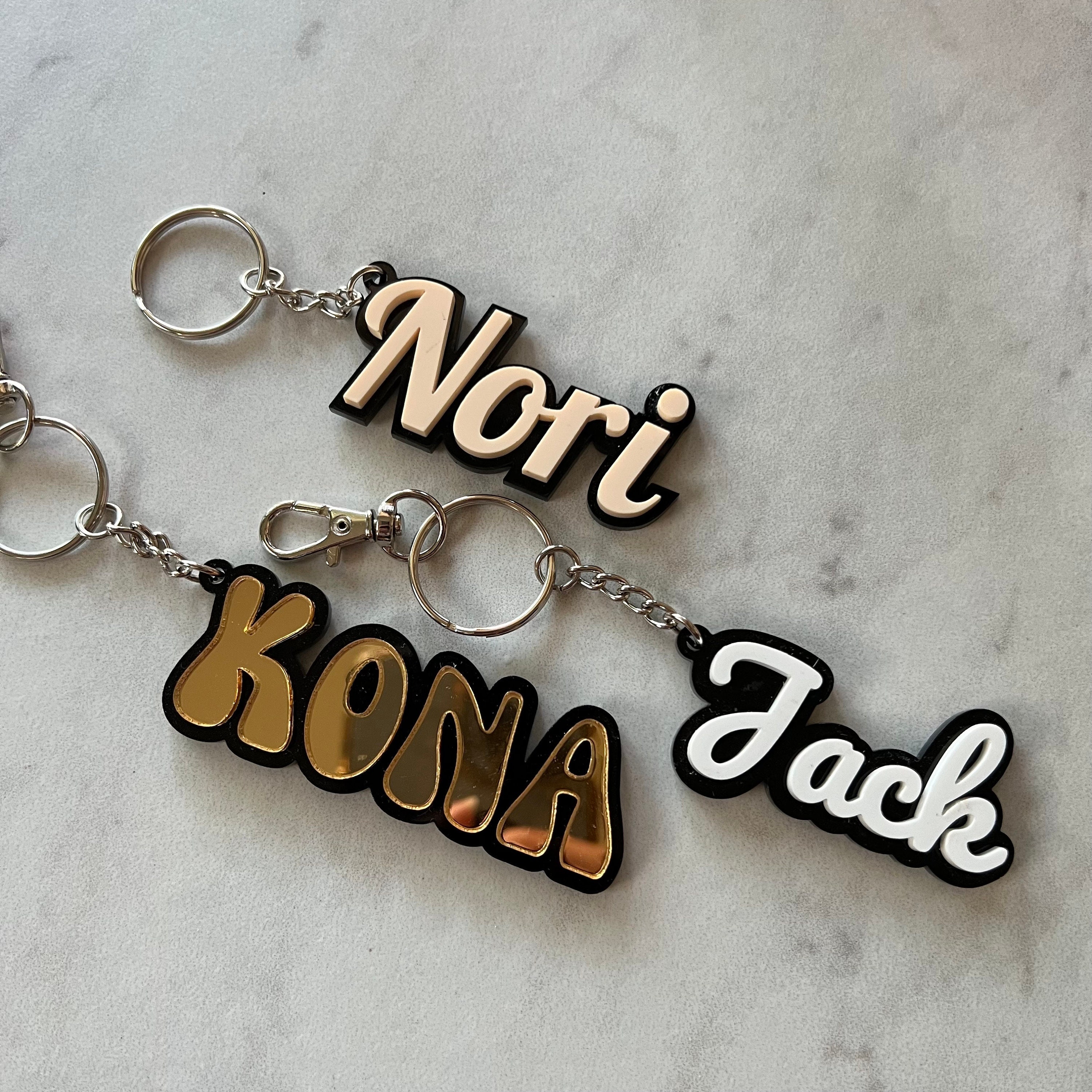 Personalized Layered Acrylic Name Keychain, Backpack Name Keychain ...