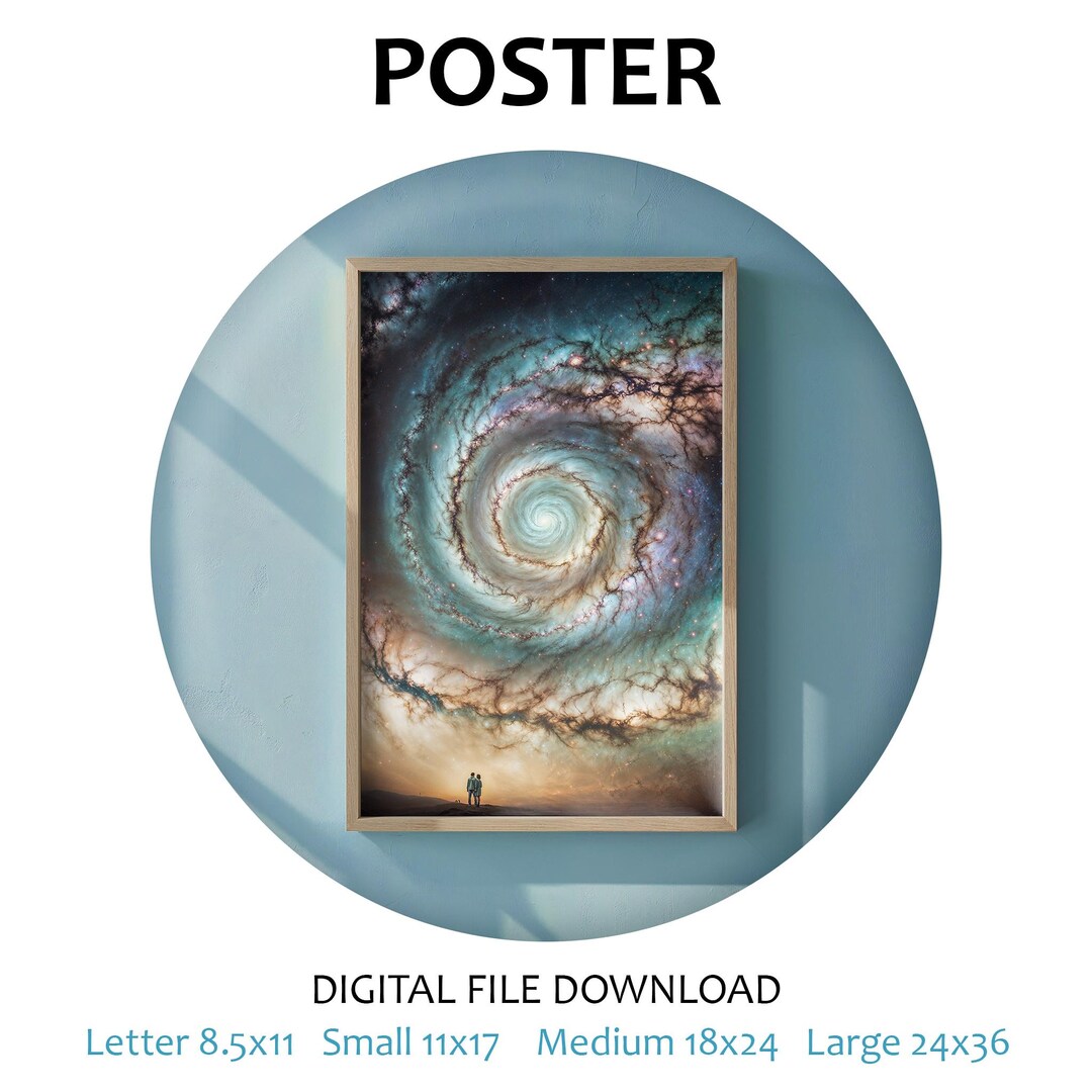 Printable Poster. Two People Standing in Front of a Spiral Galaxy - Etsy