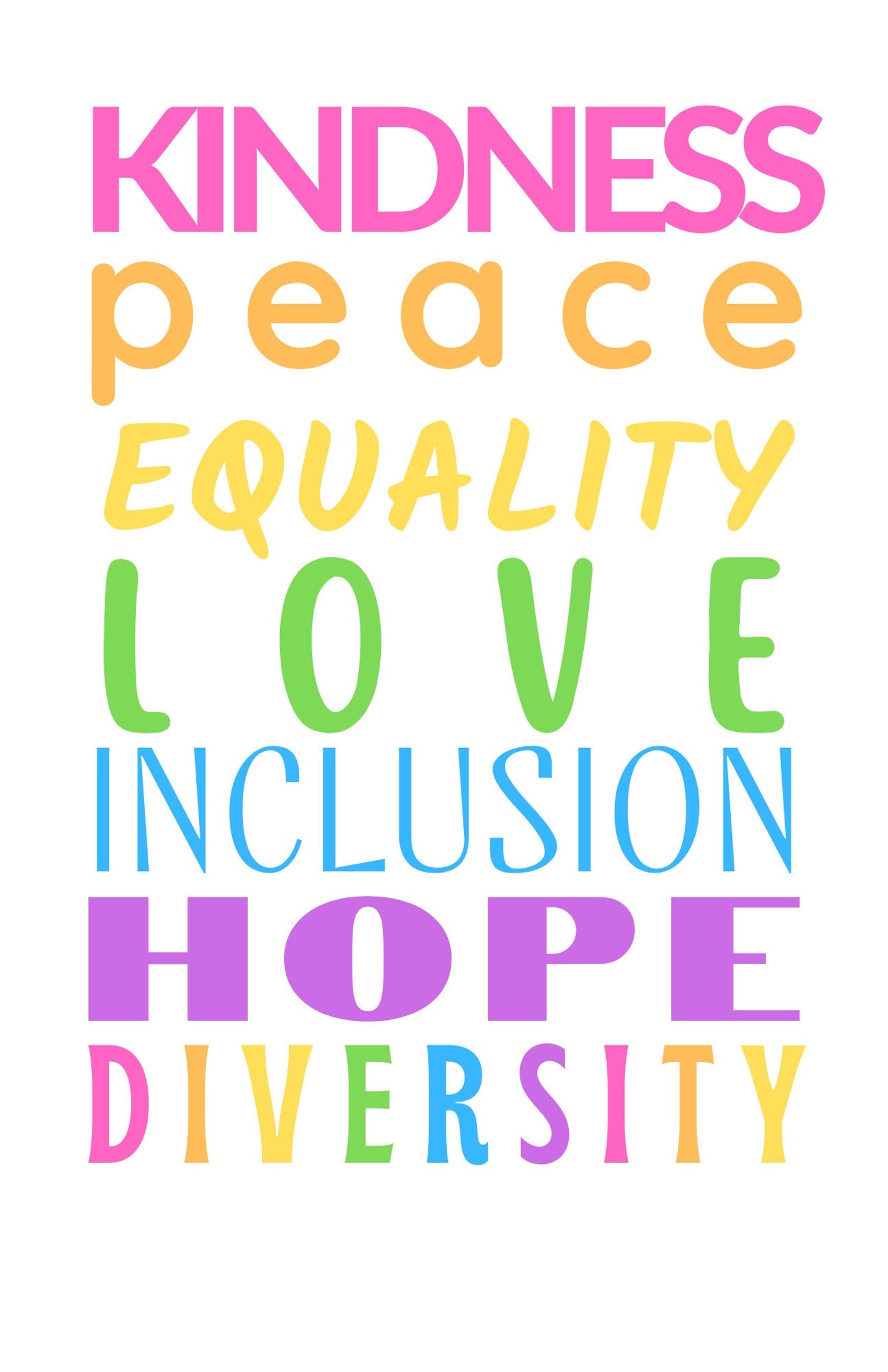 Kindness Equality Diversity Inclusion SVG File - Etsy