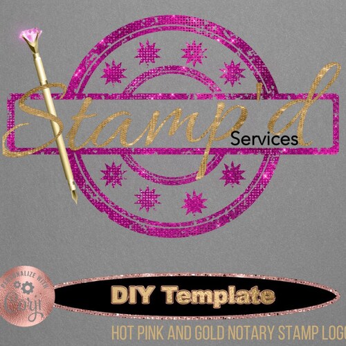 Blue and Silver Sparkle Notary Logo DIY Editable Template | Etsy