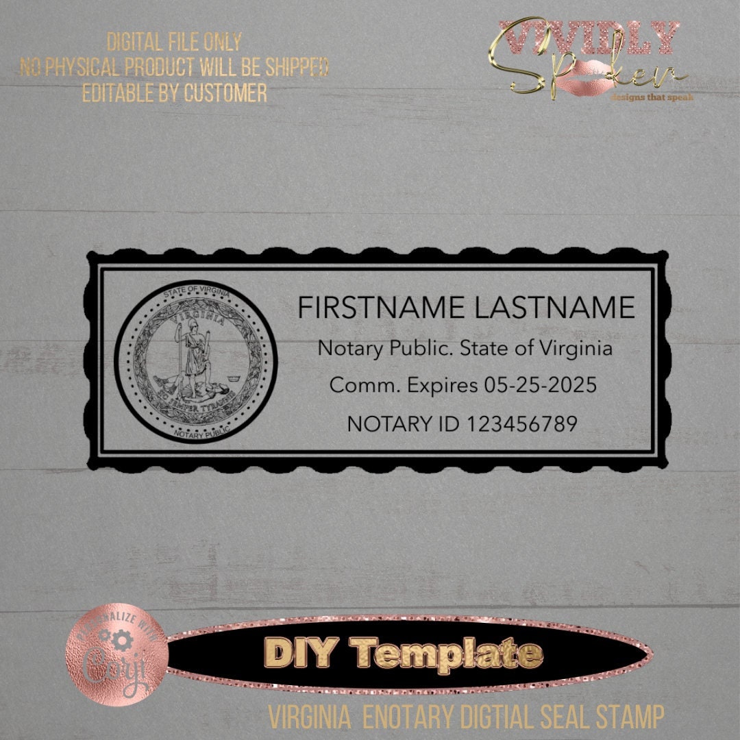 Virginia Enotary Electronic Digital Seal Stamp DIY Editable Template ...