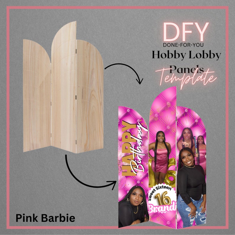 Pink Barbie Themed Sweet Sixteen Panel Template - Ideal for Hobby Lobby ...