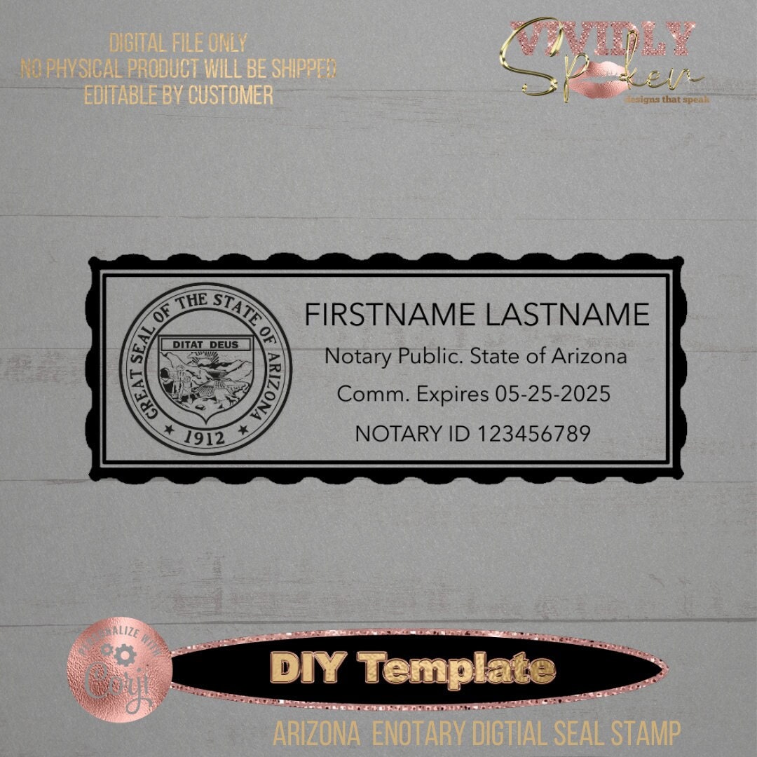 Arizona Enotary Electronic Digital Seal Stamp DIY Editable Template ...