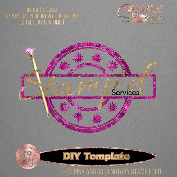 Bling Notary Stamp Logo DIY Editable Template Download | Etsy