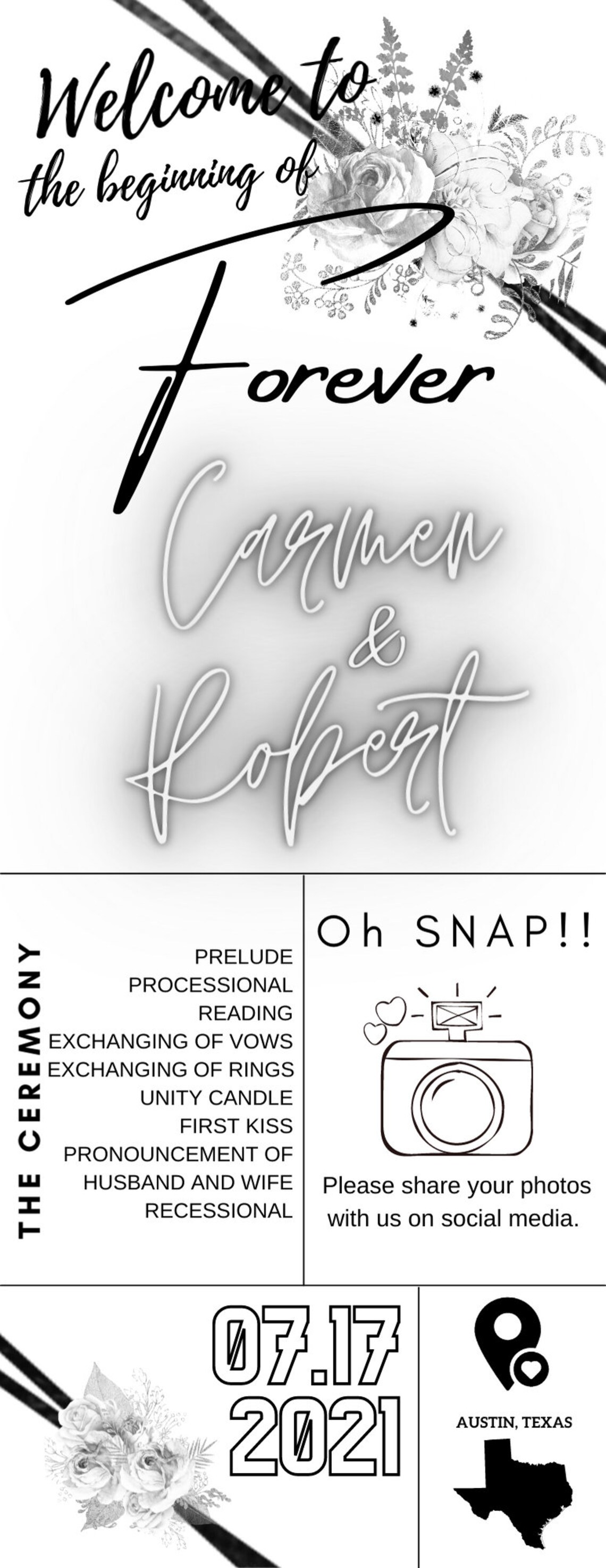 Black and White Wedding Program DIY Editable Template Download - Etsy