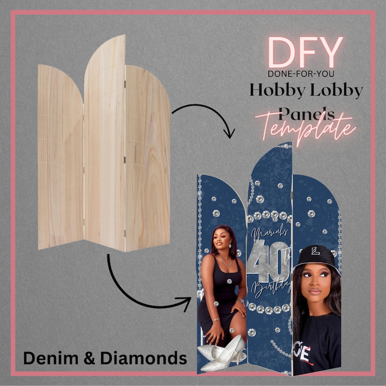 Denim and Diamonds 40th Birthday Panel Template - Perfect for Hobby ...