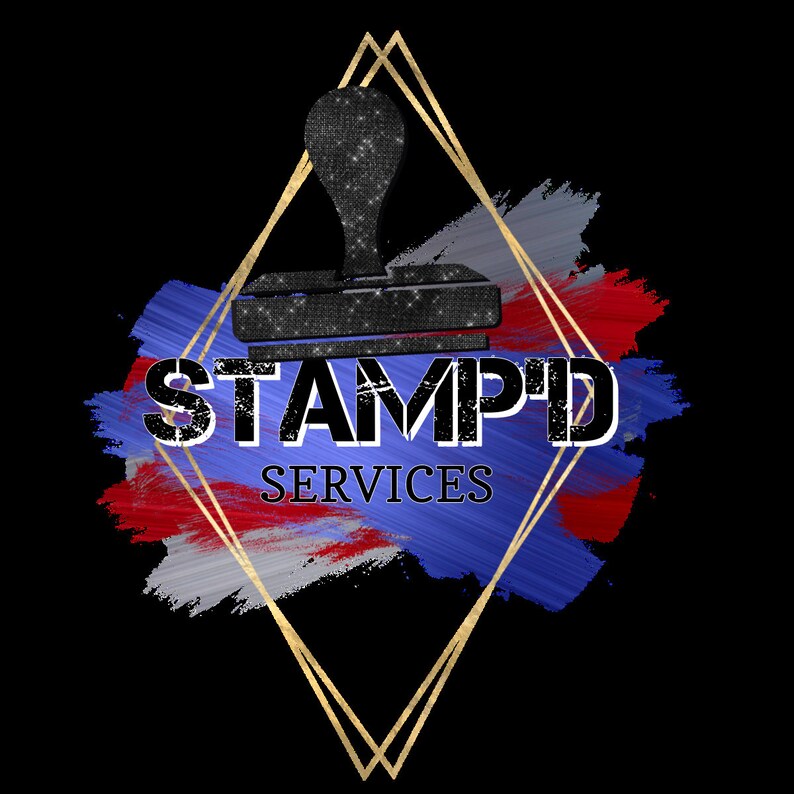 Blue, Red, Silver, and Gold Notary Stamp Logo DIY Editable Template ...