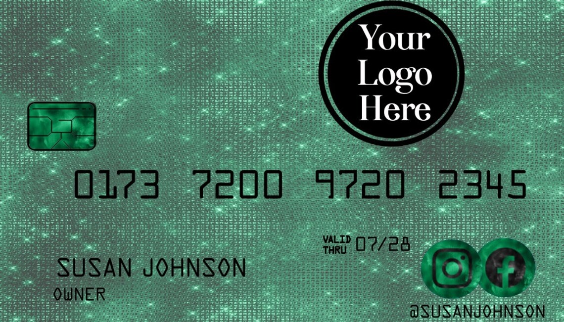 Emerald Green Credit Card Business Cards DIY Editable Template Download ...