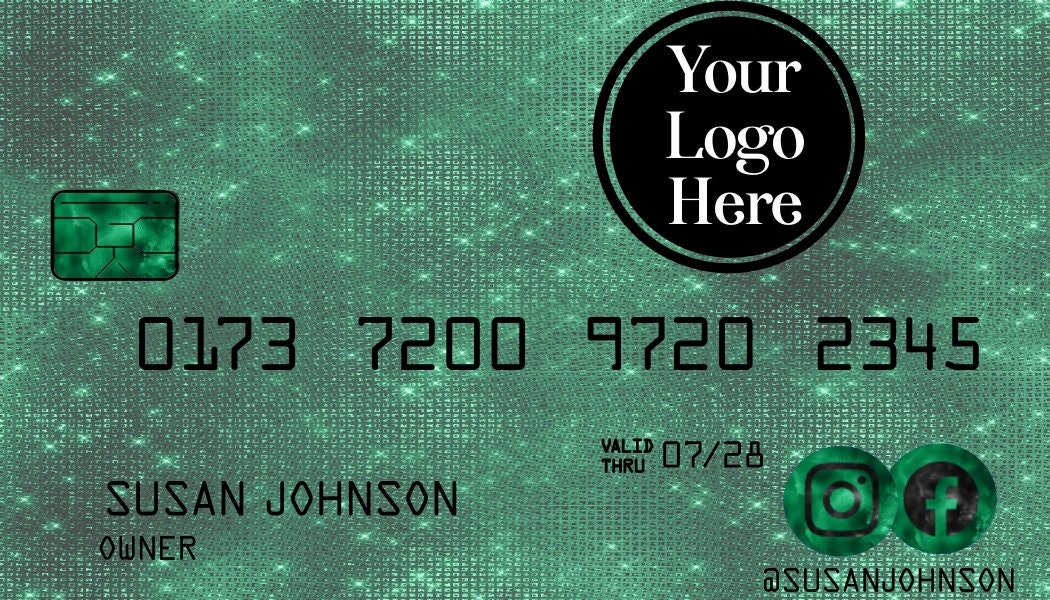 Emerald Green Credit Card Business Cards DIY Editable Template Download ...