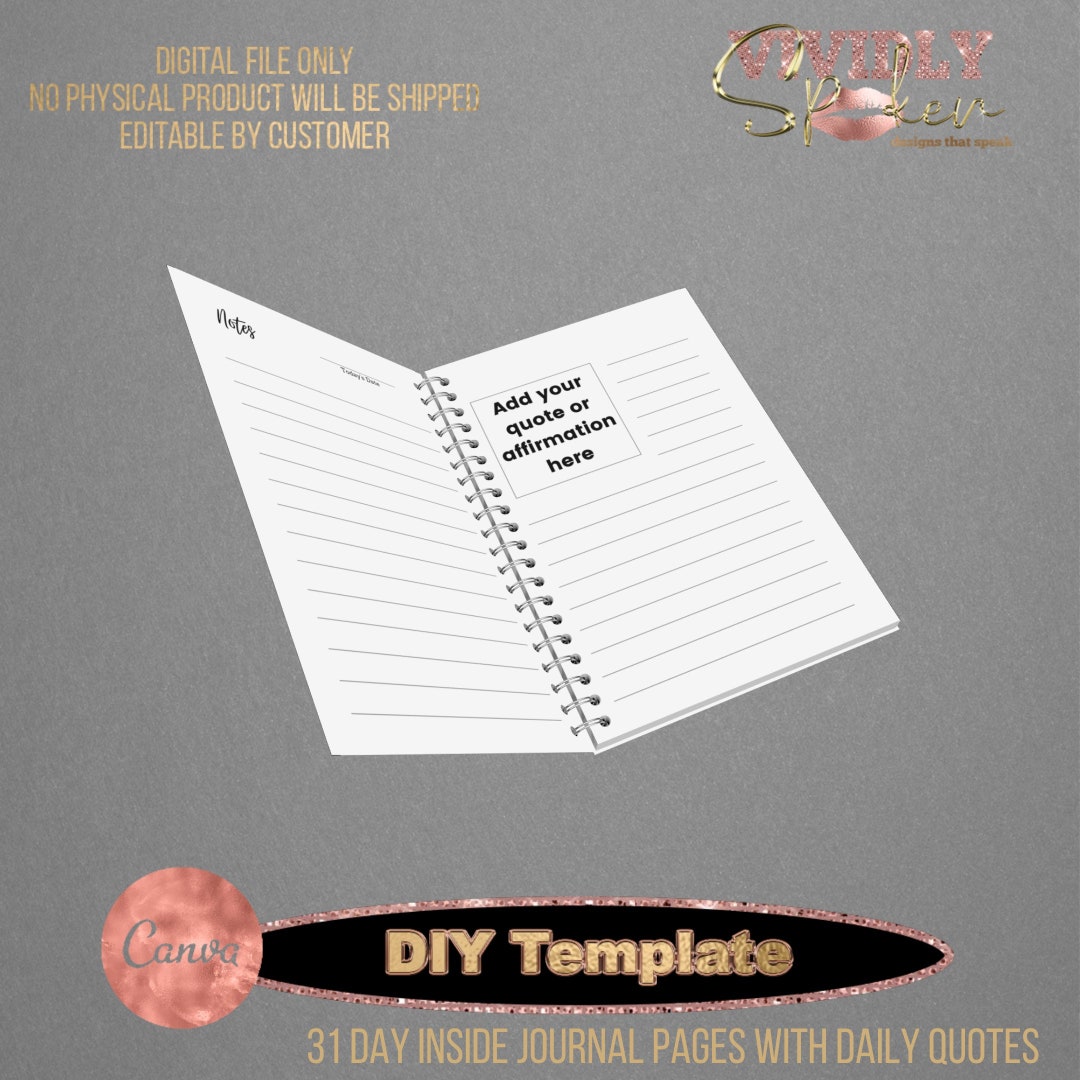 Inside Journal Pages With Daily Quotes DIY Editable Template Download ...