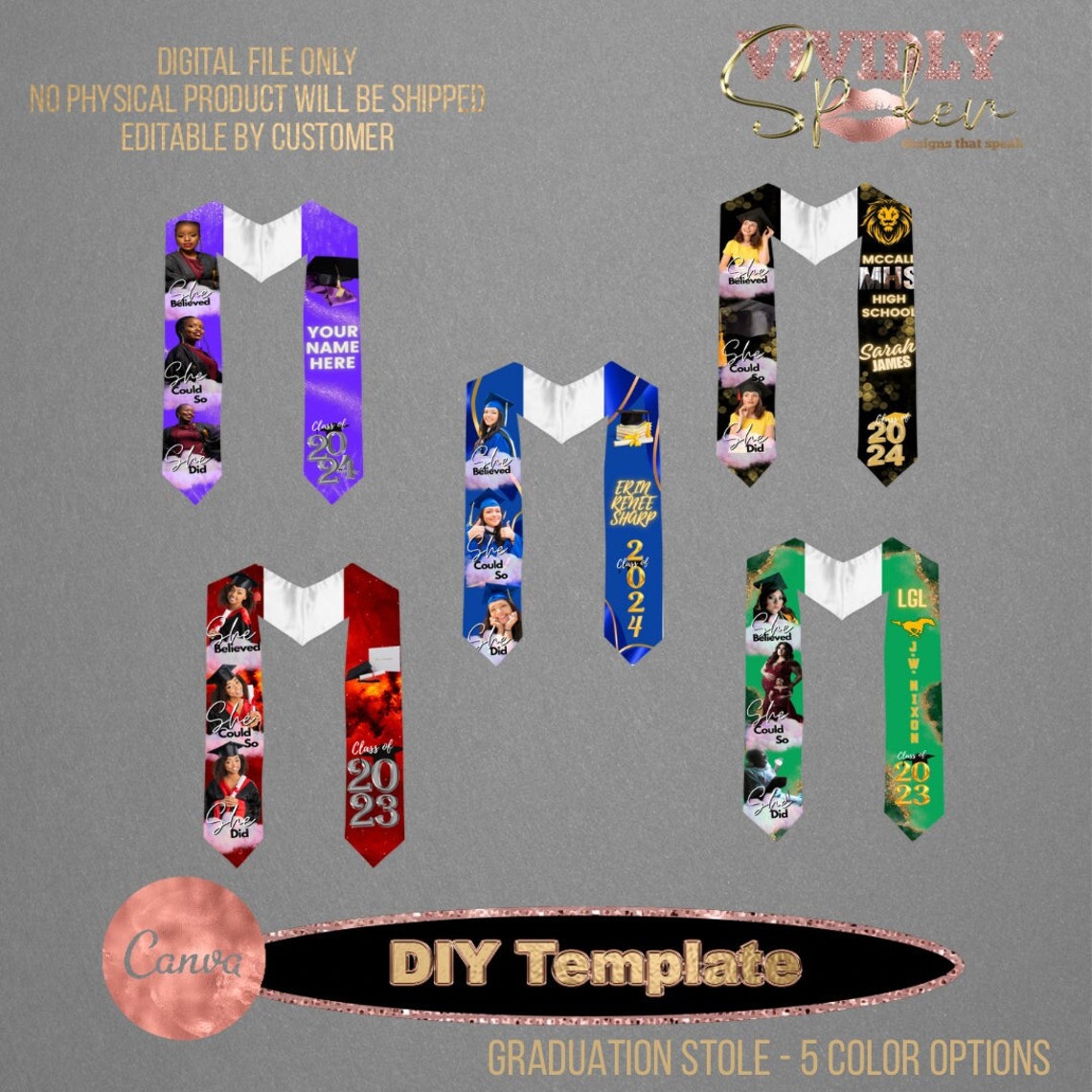 Graduation Stole Design Digital Download | Customizable Stole Templates ...