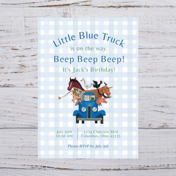 Little Blue Truck Birthday Invitation - Etsy