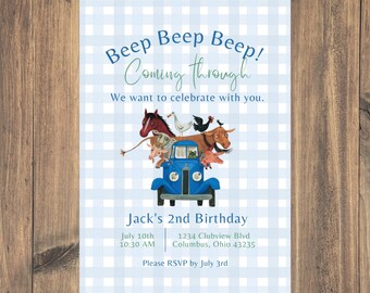 Little Blue Truck Birthday Invitation Digital | Etsy