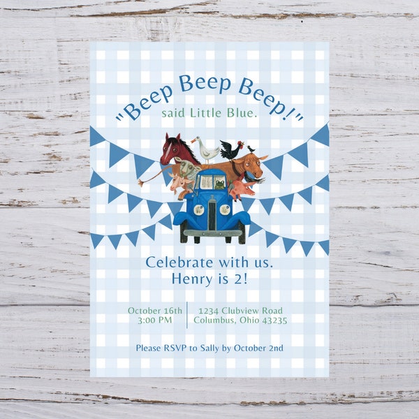 Little Blue Truck Birthday Invitation - Etsy