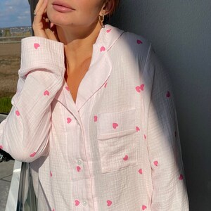 Muslin Pajama Double Gauze Muslin Sleepwear Organic Cotton Set Crinkle ...