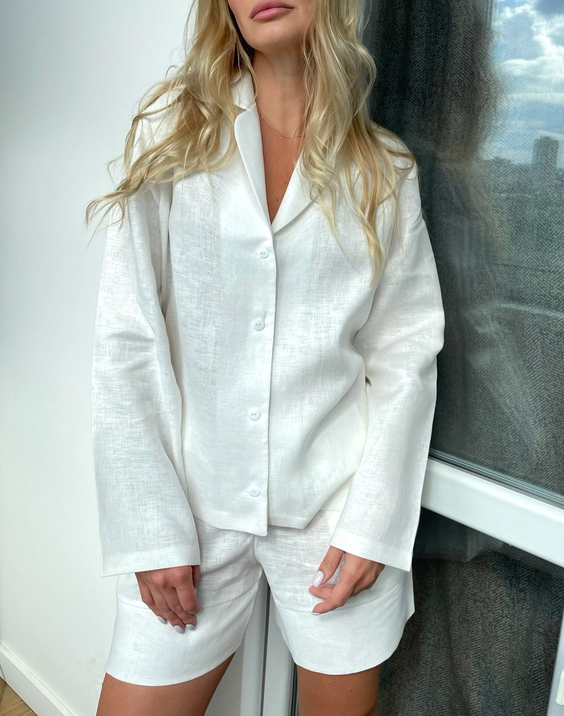Linen Pajama Set Women White Linen Pajama Linen Two Piece Set - Etsy