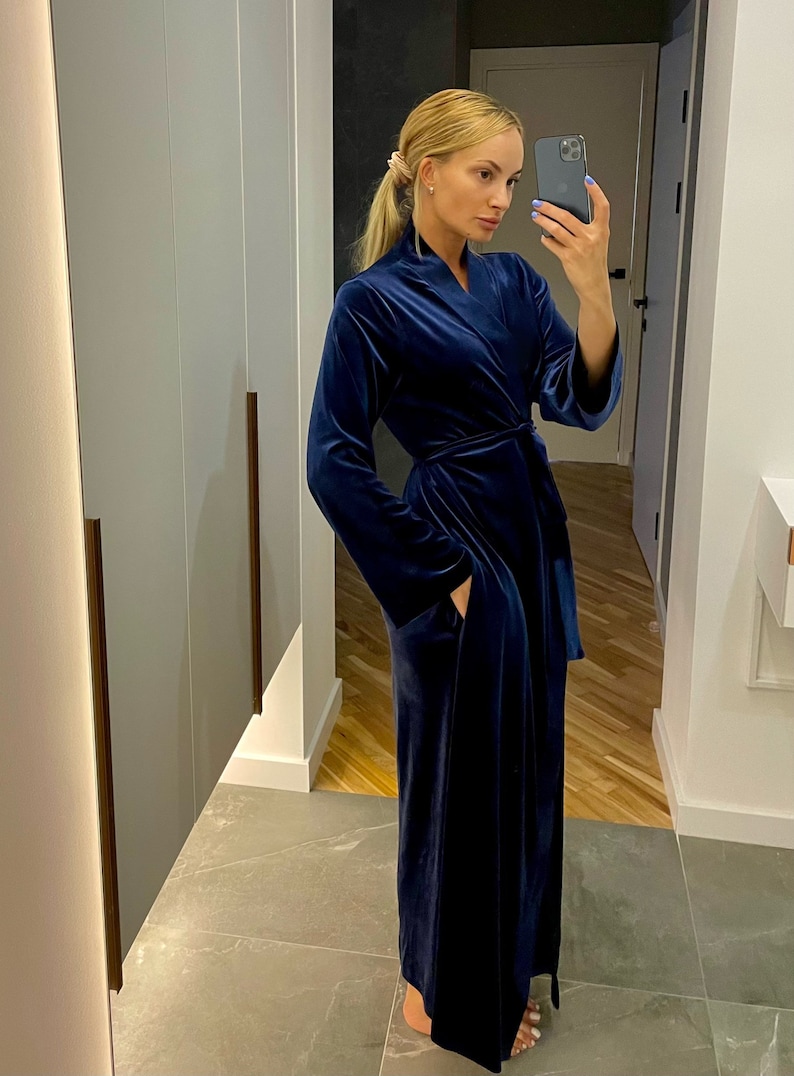 Long Velvet Robe: Italian Stretch Velvet Kimono Bathrobe - Etsy