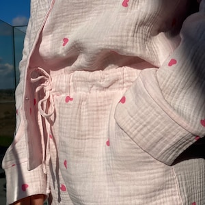 Muslin Pajama Double Gauze Muslin Sleepwear Organic Cotton Set Crinkle Cotton Pajamas Bridal ...