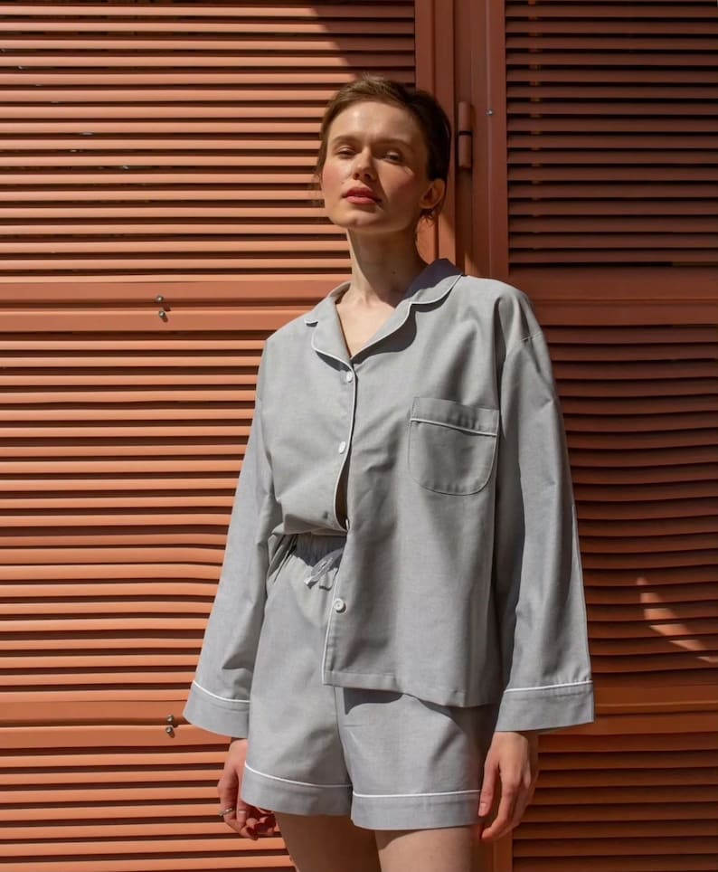 100% ORGANIC COTTON Pajama Set With Shorts Women Sleepwear - Etsy