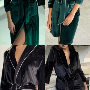 Women's Emerald Velvet Robe Warm Long Robe Velvet Dressing Grown ...