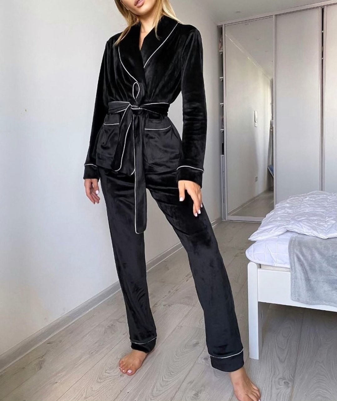 Velvet Pajama Set: Luxurious Velour Lounge Suit Winter Pyjama - Etsy