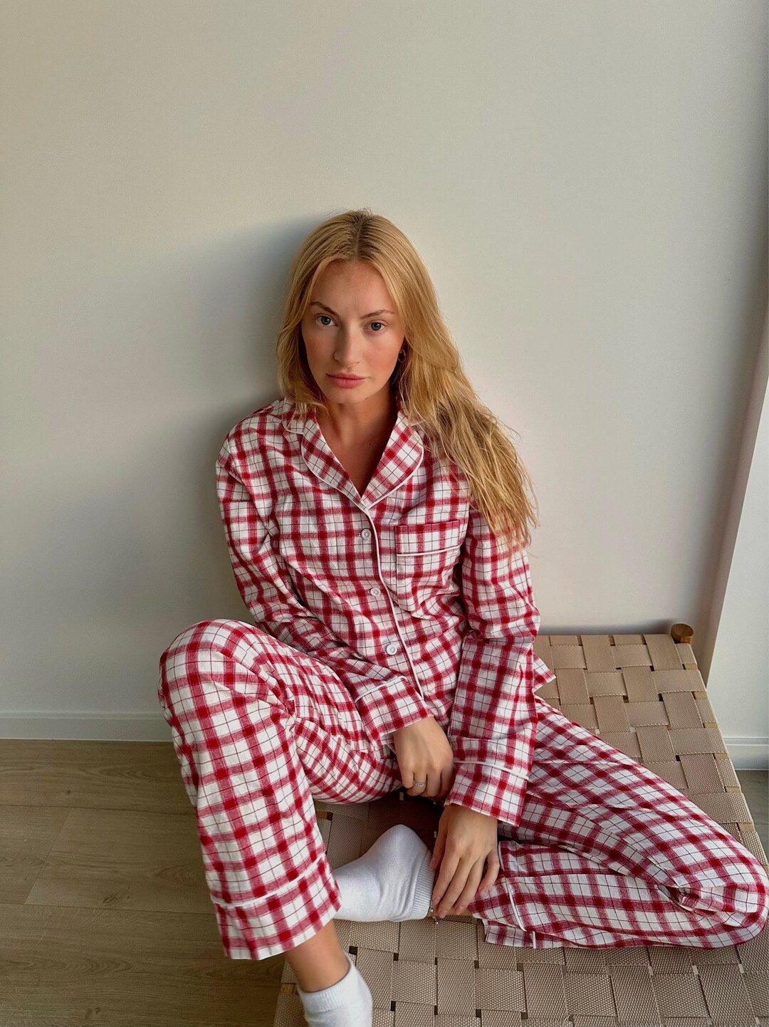 Plaid Pajamas Organic Cotton Pyjama Warm Pajama Washed Cotton Pjs ...