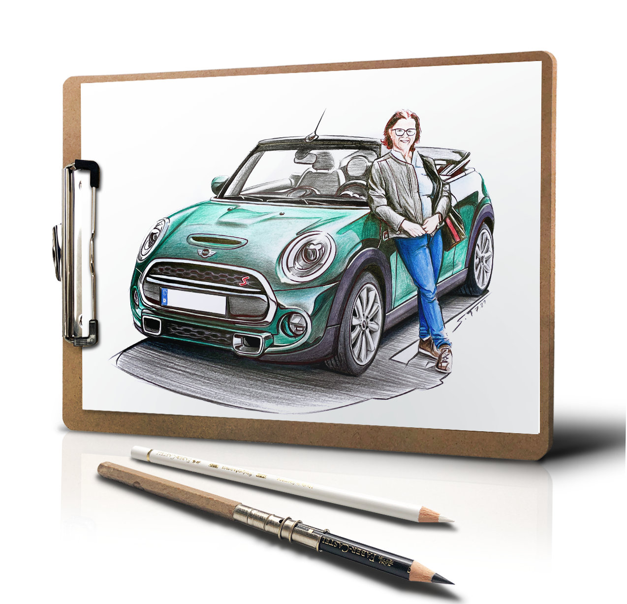 Personalized Car Drawing / Hand Drawing Car Portrait Based on Photo ...