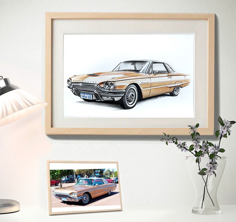 Original Classic Car Drawing / Hand Drawing in Color Based on a Photo ...