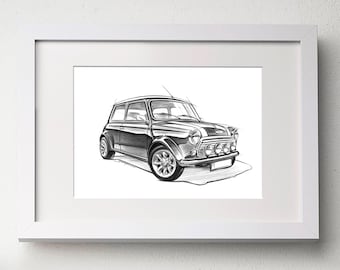 Mini Cooper Drawing - Etsy