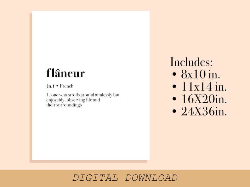Flaneur Definition {digital Download} Print - Etsy