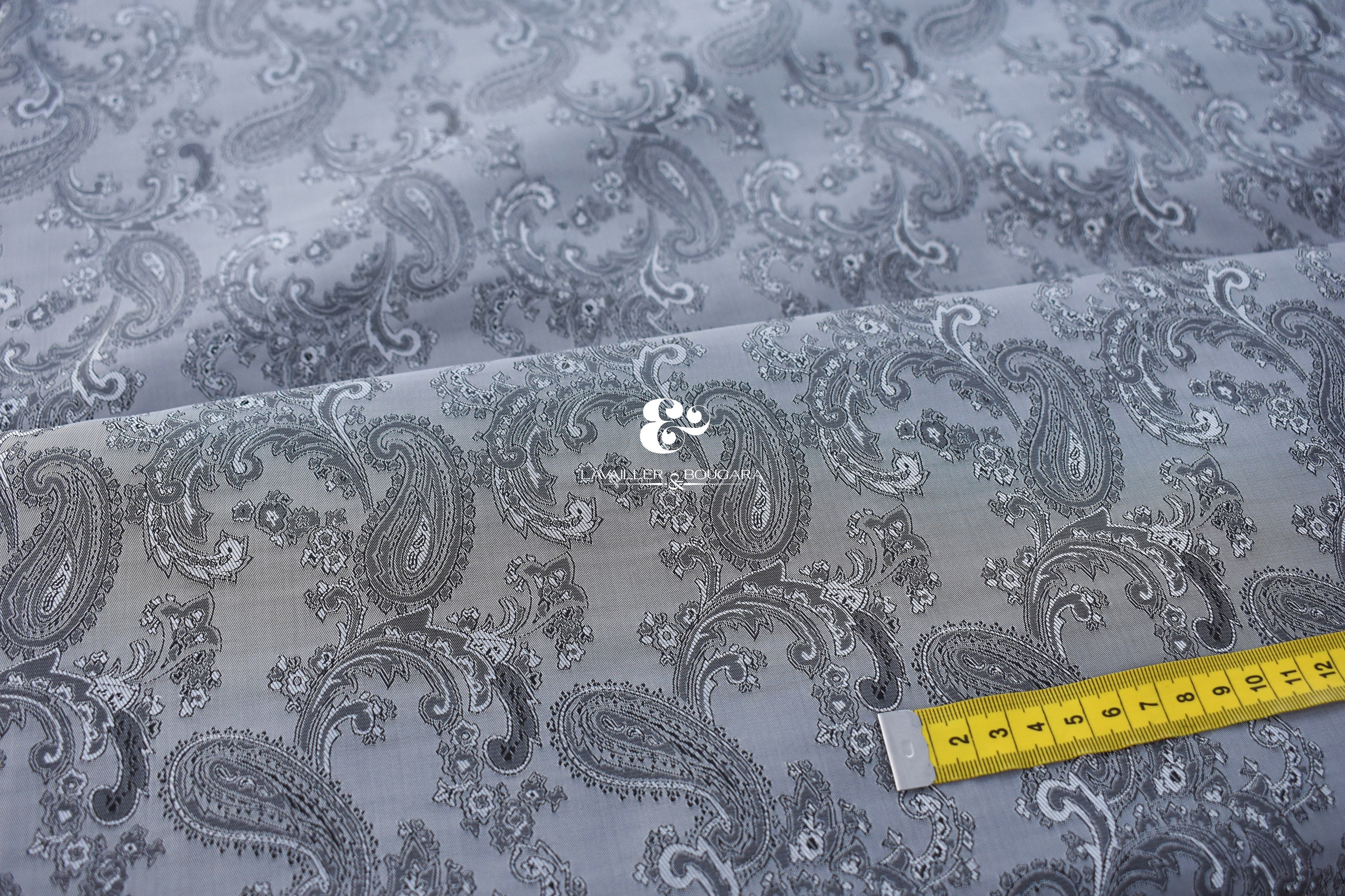 Silver Grey Black Dark Paisley Jacquard Lining Fabric - Etsy