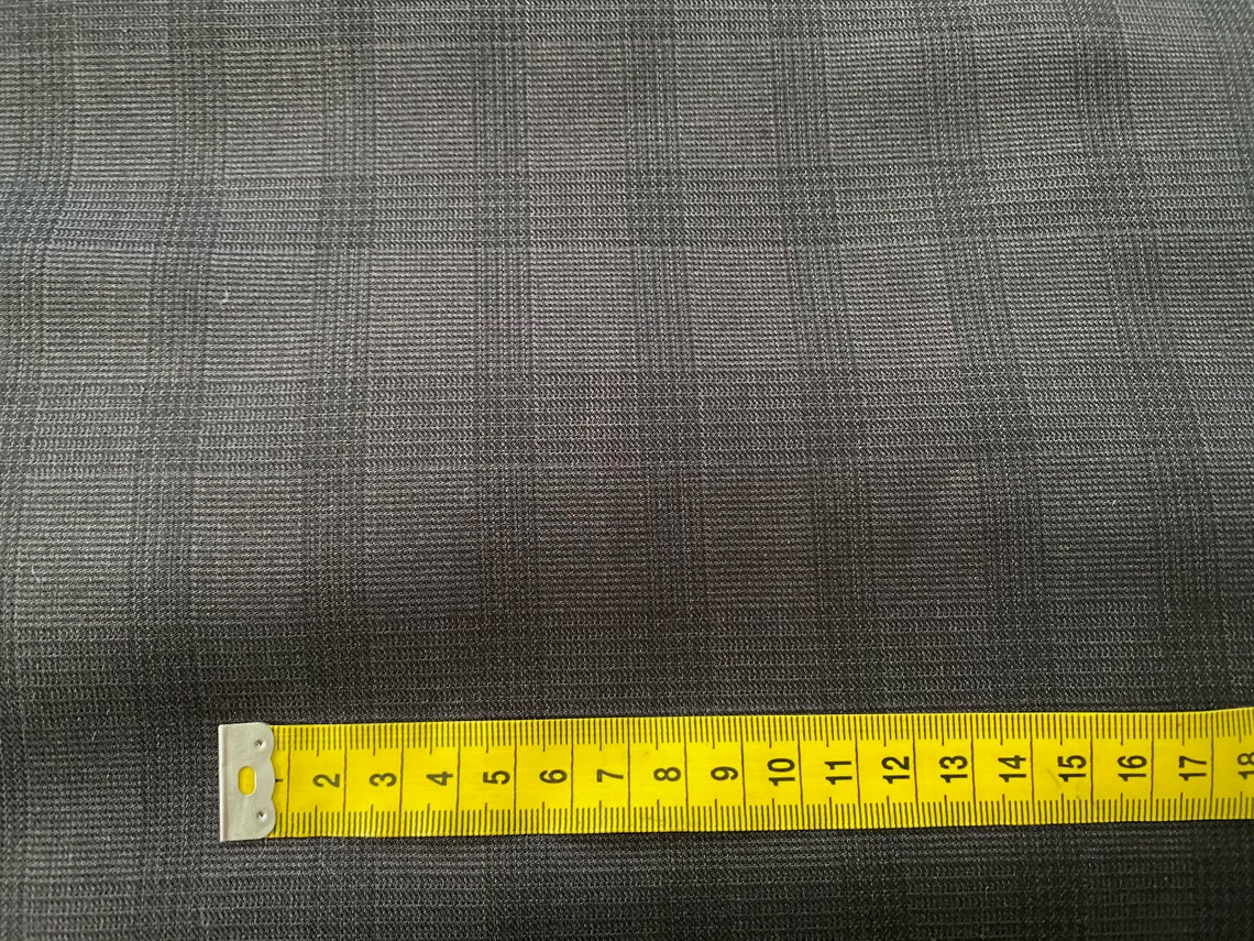 Grey Black Super 180s Glen Check Wool Silk Jacquard Lining - Etsy