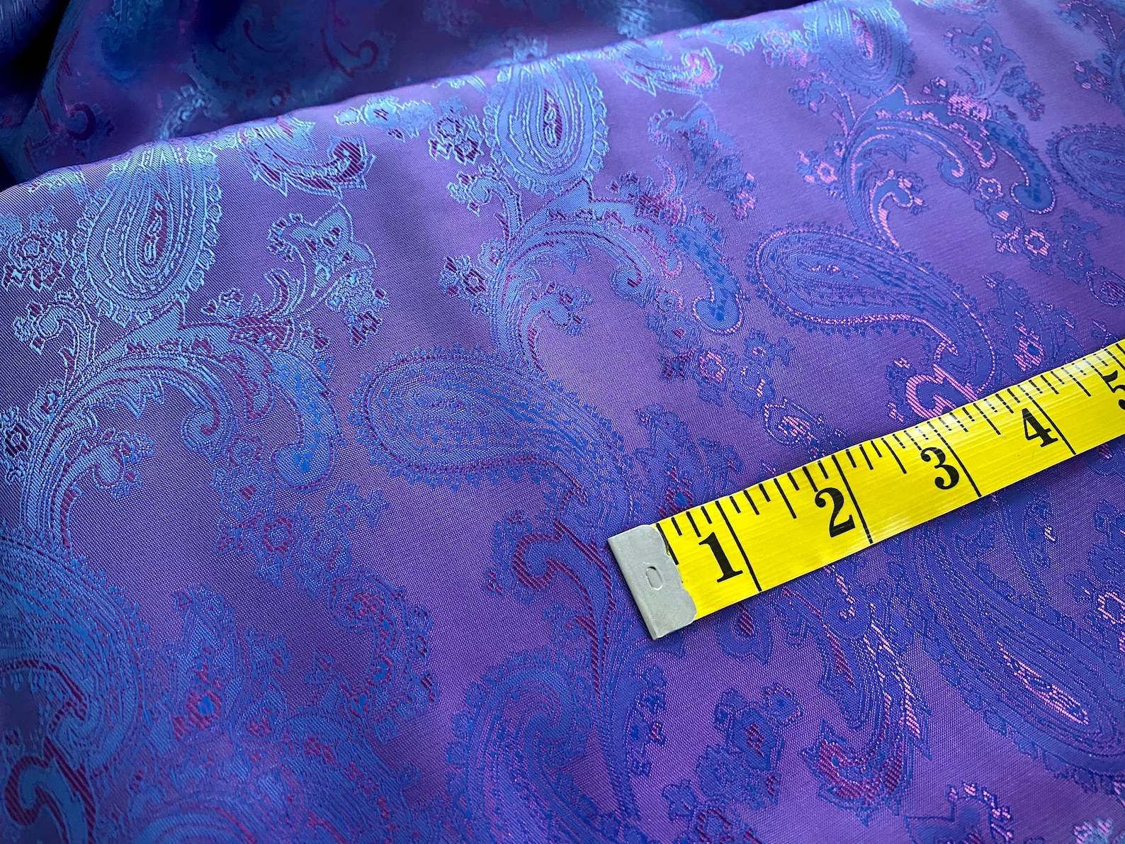 Indigo Blue Purple Dark Paisley | Jacquard Lining Fabric - Custom Cut ...